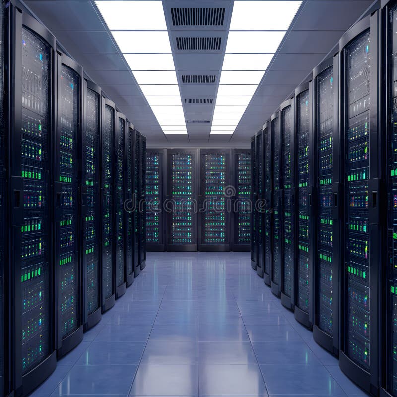 Computer Server Room Represents Digital Database Collection in Data ...