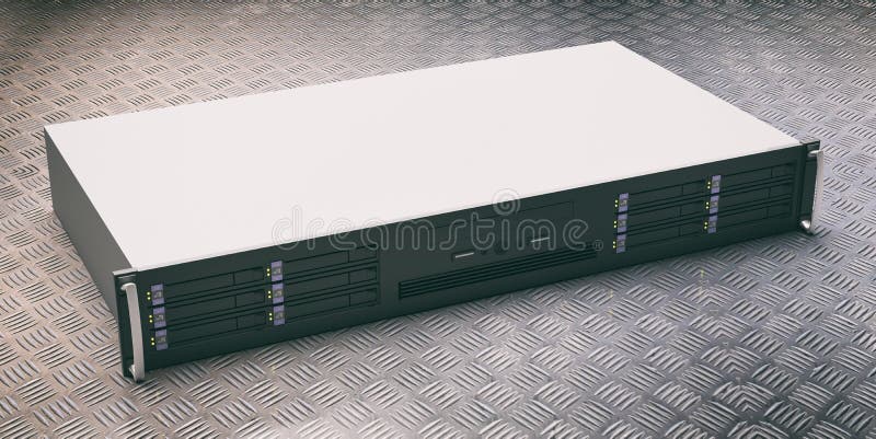 Computer Server Storage Unit on Industrial Plate Background. 3d ...