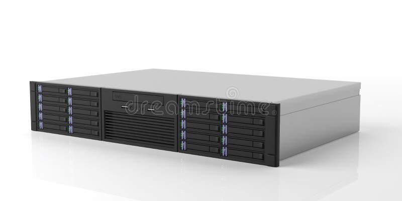 Computer Server Unit and Storage Cloud Isolated on White Background. 3d ...
