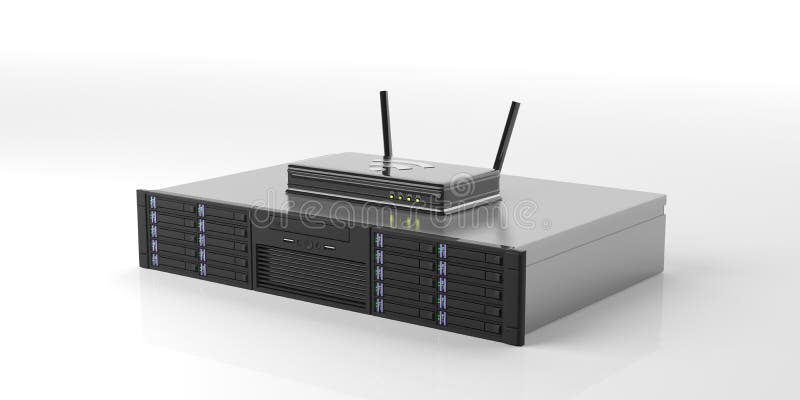 Wifi Router and Keylock on White Background. 3d Illustration Stock ...