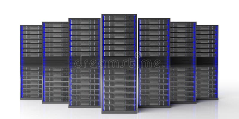 Computer Server Storage Units on White Background. 3d Illustration ...