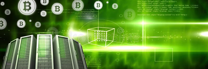 Computer Servers and Bitcoin Technology Information Interface ...