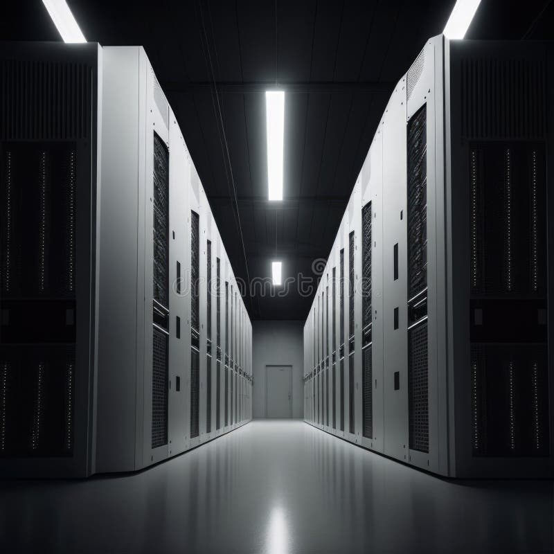 Computer Servers with Lights in Server Farm, Created Using Generative Ai Technology Stock ...