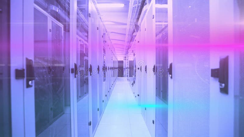 Computer Servers in a Server Room with Glowing Lights Stock Footage ...