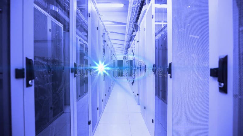 Computer Servers in a Server Room with Glowing Lights Stock Video ...