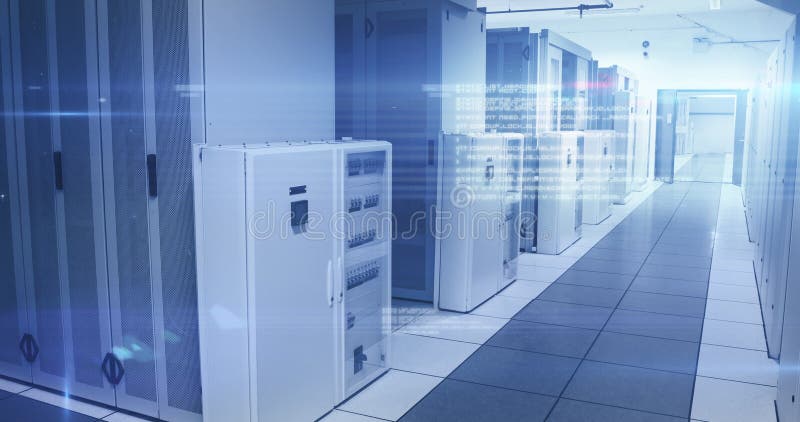 Computer Servers in a Server Room with Glowing Lights Stock ...