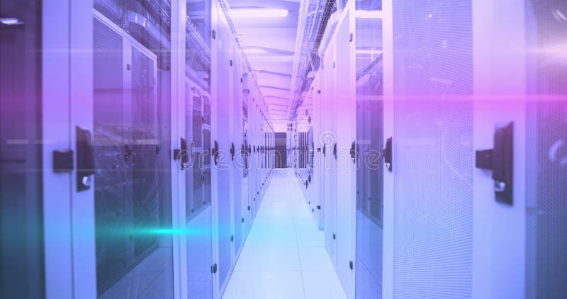 Computer Servers in a Server Room with Glowing Lights Stock ...