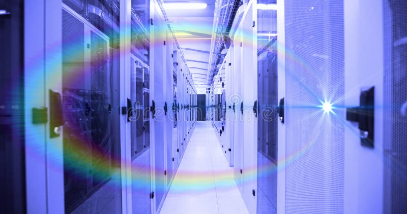 Computer Servers in a Server Room with Glowing Lights Stock Image ...