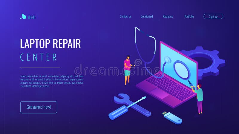 Computer Service Concept Isometric 3D Landing Page. Stock Vector ...