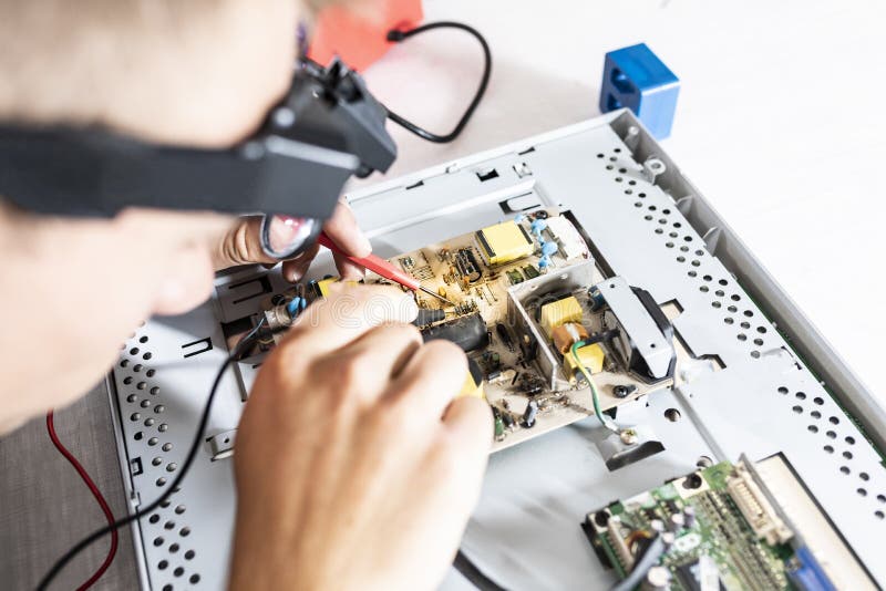 Computer Repair, Technician Repairs the Computer. Computer Motherboard ...