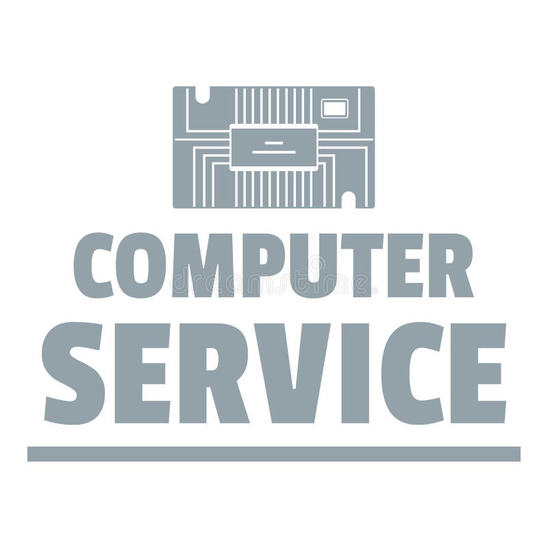 Computer Service Logo, Simple Gray Style Stock Vector - Illustration of ...