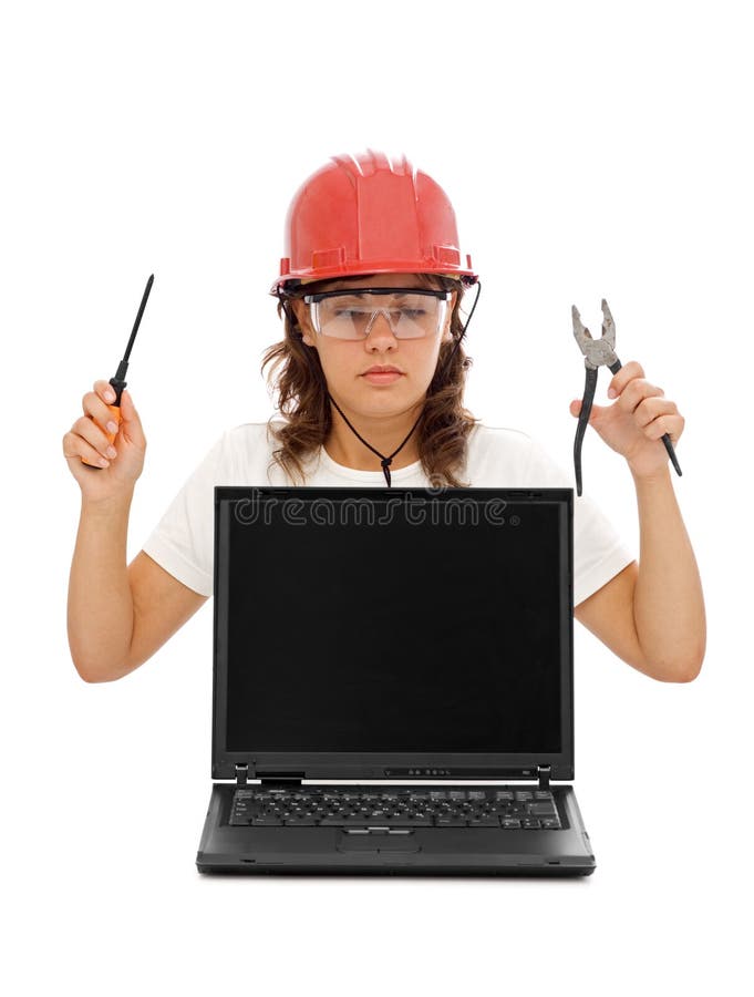 Computer service personnel stock photo. Image of holding - 3432190