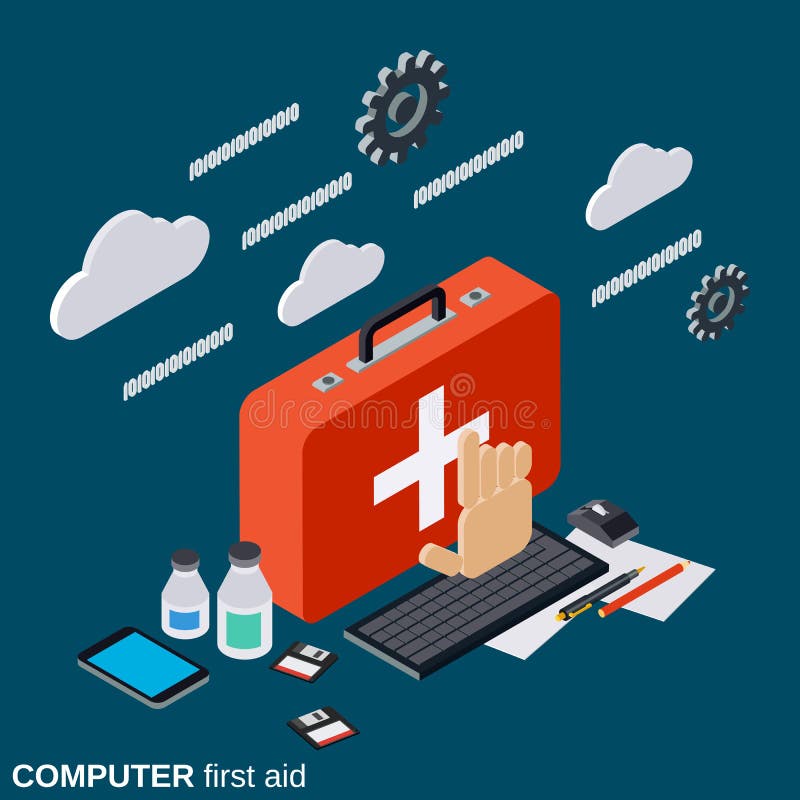 Computer Service, Repair, Technical Support, First Aid Vector Concept ...