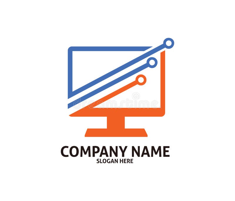 Computer Service Technology Vector Logo Design Stock Illustration ...