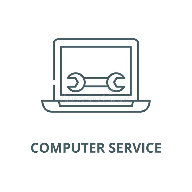Computer Service Vector Line Icon, Linear Concept, Outline Sign, Symbol ... Computer Service Vector Line Icon, Linear Concept, Outline Sign, Symbol ...