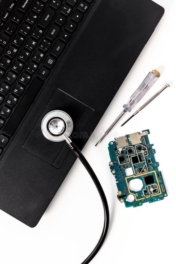 Computer Servise and Repair Concept - Kayboard with Stethoscope Stock ...
