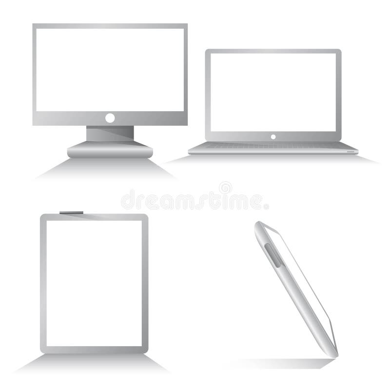 Computer Set, Electronic Device Stock Illustration - Illustration of ...
