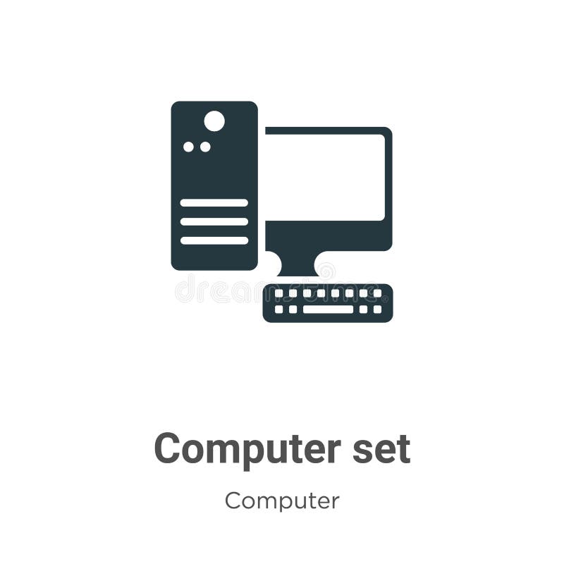 Computer Set Vector Icon on White Background. Flat Vector Computer Set ...