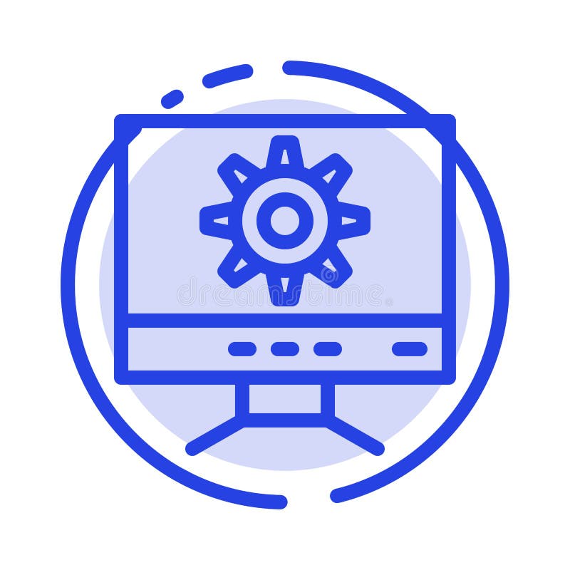 Computer, Setting, Design Blue Dotted Line Line Icon Stock Vector ...