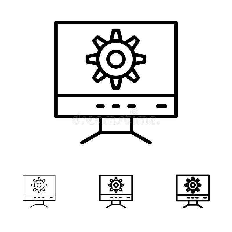 Computer, Setting, Design Bold and Thin Black Line Icon Set Stock ...