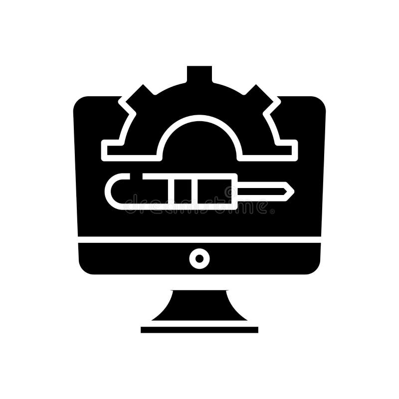 Computer Settings Black Icon, Concept Illustration, Vector Flat Symbol ...