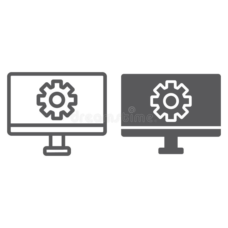 Computer Settings Line and Glyph Icon, Technology and Equipment ...