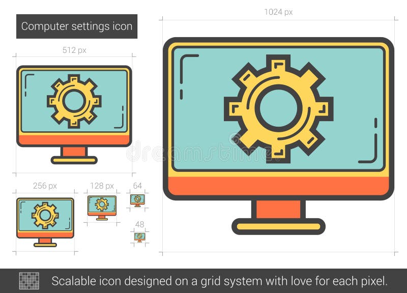 Computer Settings Line Icon. Stock Vector - Illustration of design ...