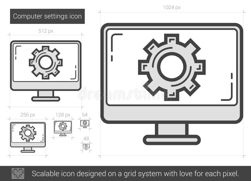Computer Settings Line Icon. Stock Vector - Illustration of outline ...