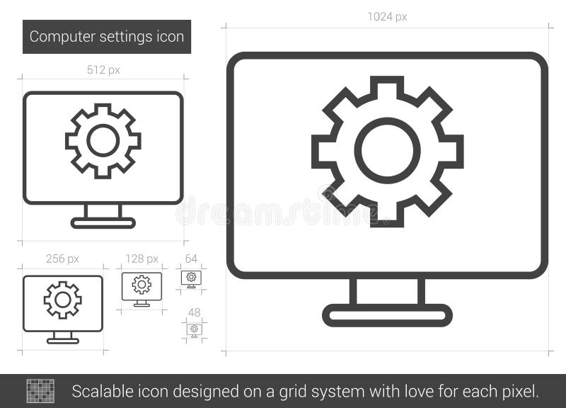 Computer Settings Line Icon. Stock Vector - Illustration of modern ...