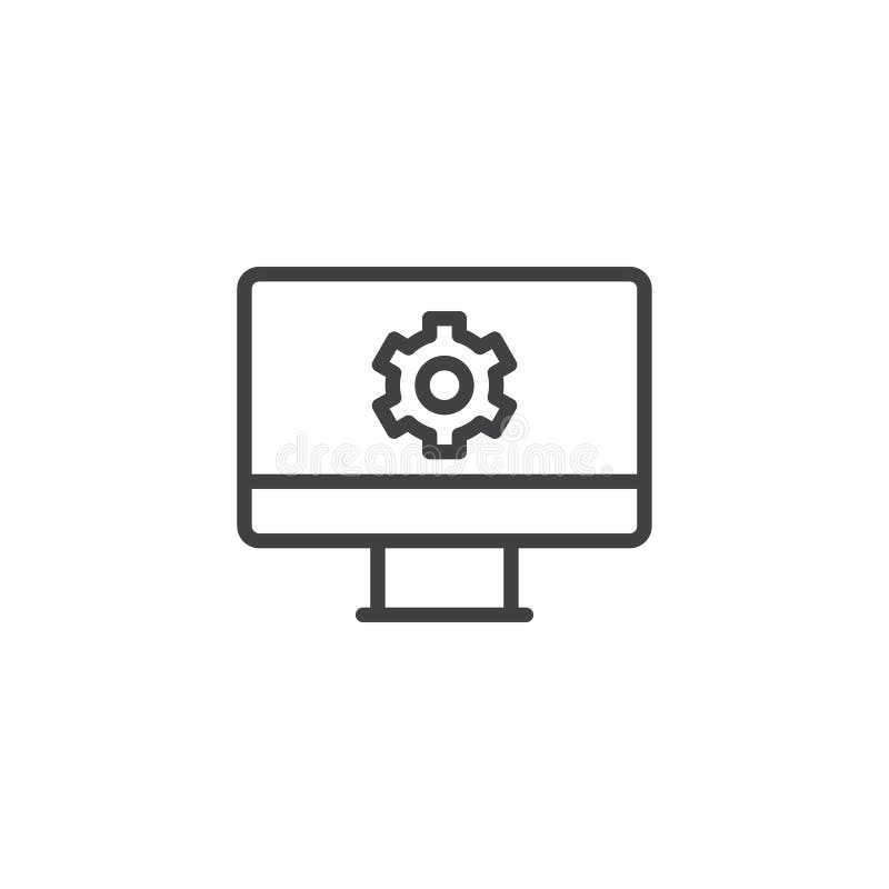 Computer Settings Outline Icon Stock Vector - Illustration of computer ...