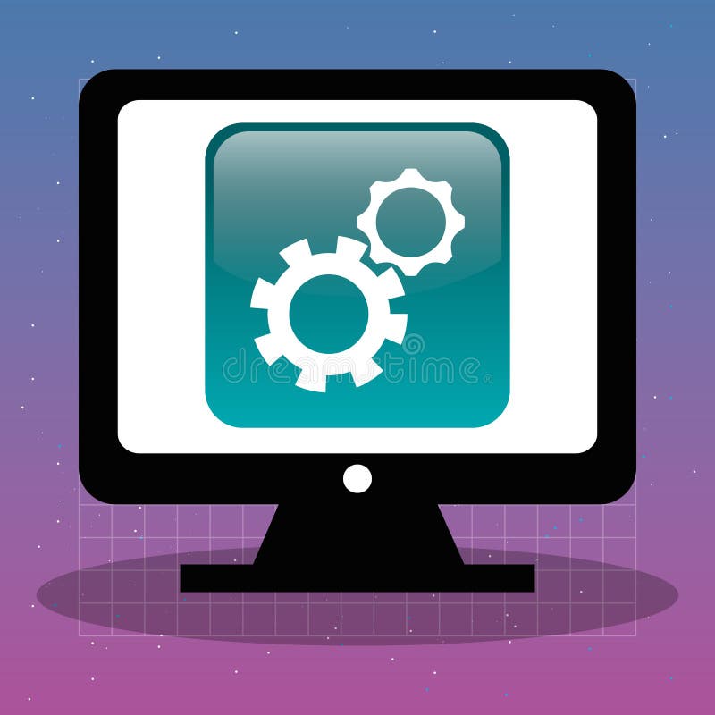 Computer with setup app stock vector. Illustration of contemporary ...