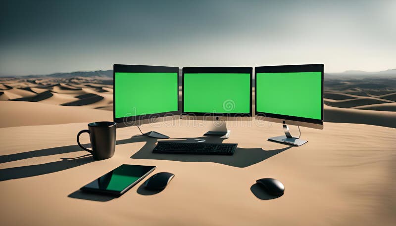 Computer Setup in the Desert Stock Image - Image of hardware, remote ...