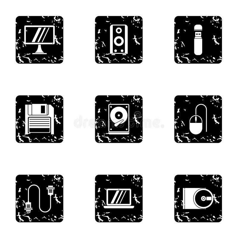 Computer Setup Icons Set, Cartoon Style Stock Vector - Illustration of ...