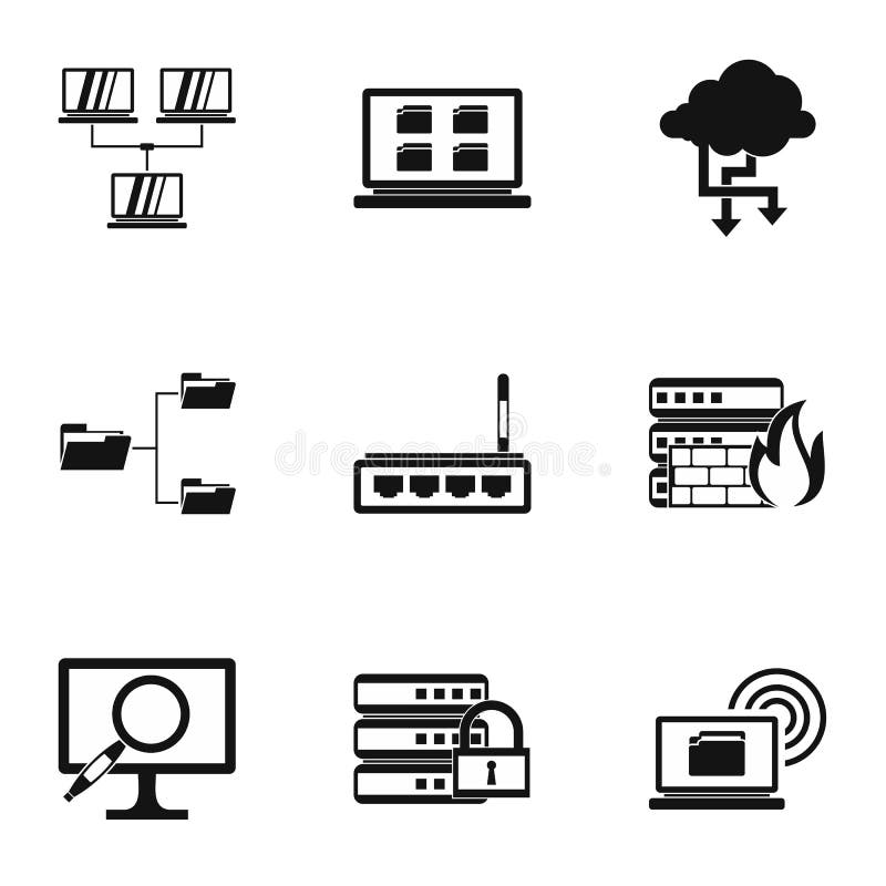Computer Setup Icons Set, Simple Style Stock Illustration ...