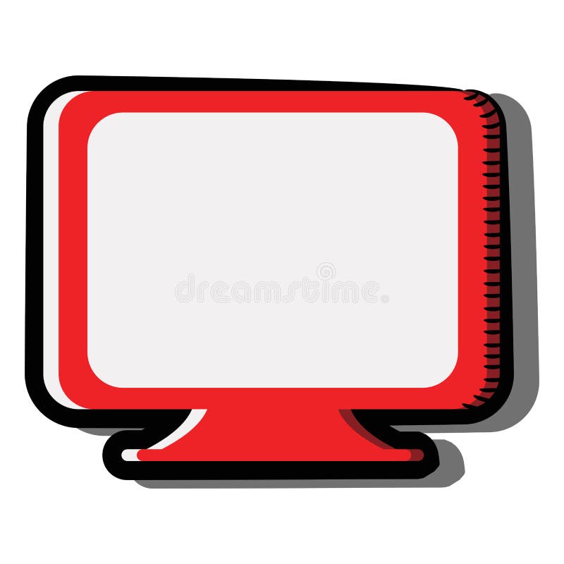 Computer with Shadow, Computer Screen. Red Icon, Symbol, Sign. Stock ...