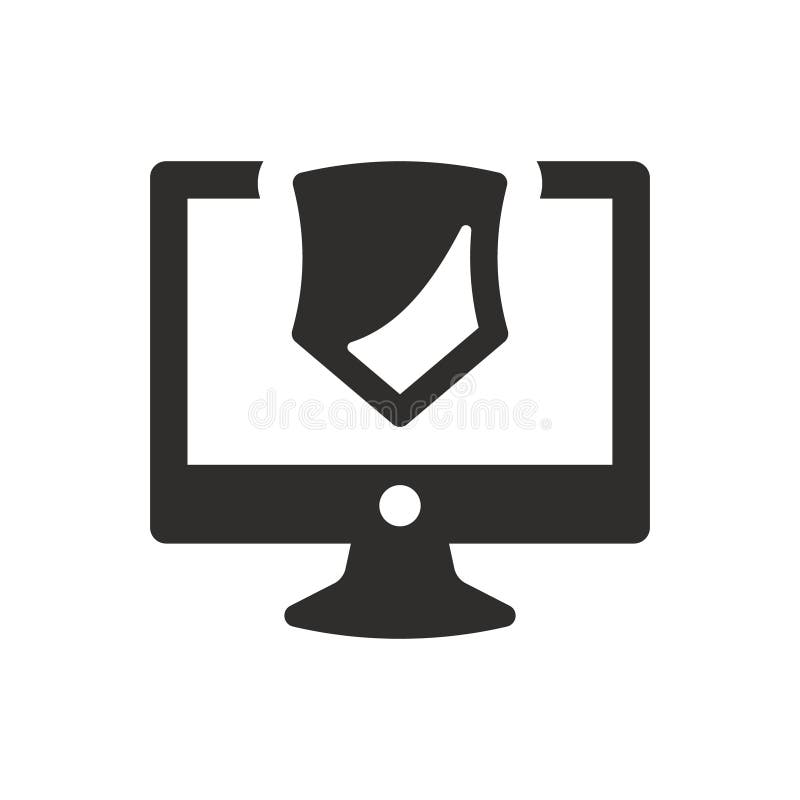 Computer PC Shield Security Icon Logo Design Element Stock Vector ...
