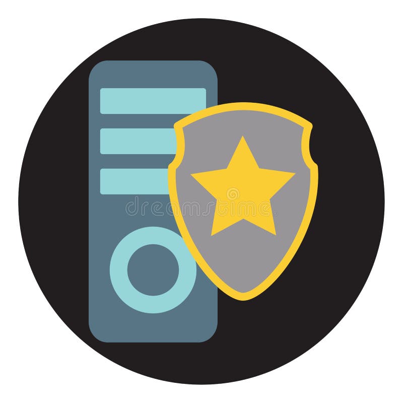 Computer shield, icon stock vector. Illustration of shield - 261079388