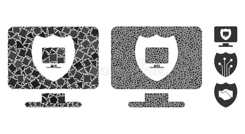 Computer Shield Mosaic Icon of Bumpy Parts Stock Vector - Illustration ...