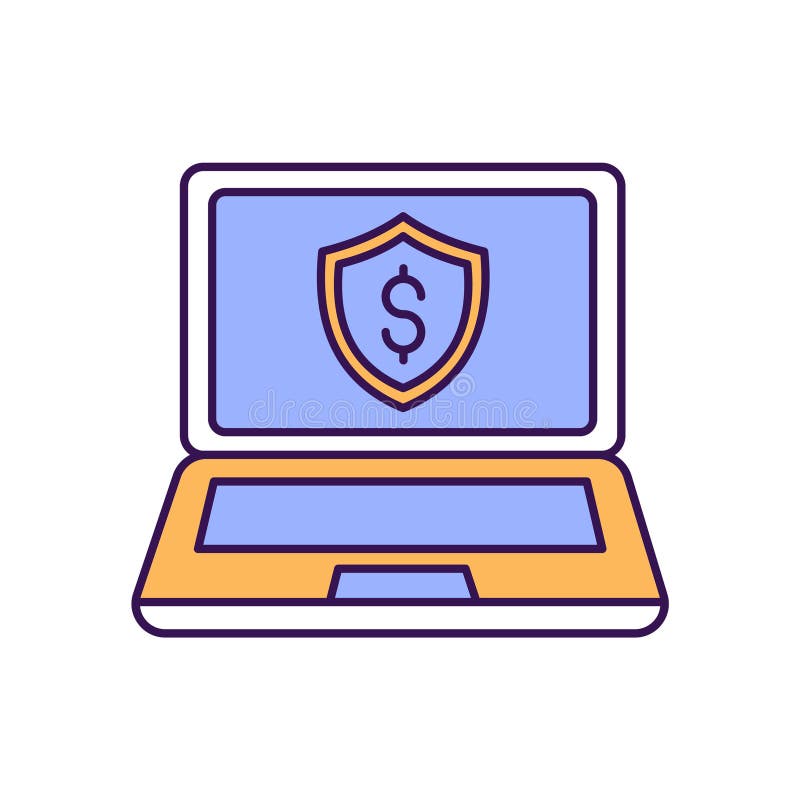 Computer Shield Outline with Colors Fill Vector Icon that Can Easily ...