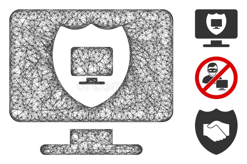 Computer Shield Polygonal Web Vector Mesh Illustration Stock ...