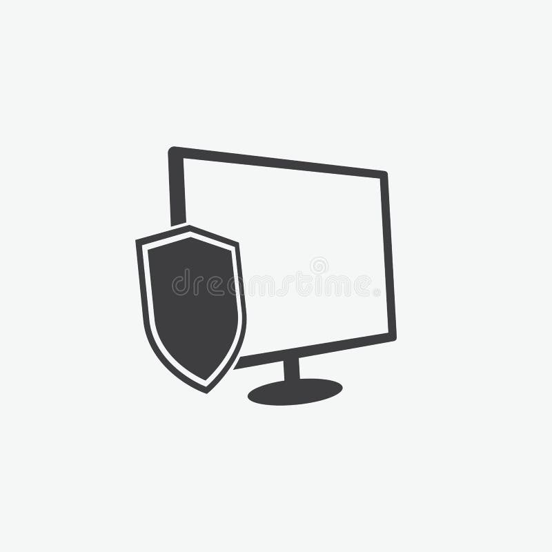 Computer Shield Line Icon, Privacy Data Protection and Internet Stock ...