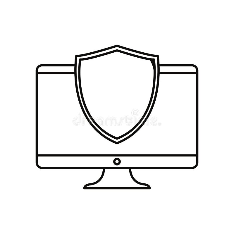 Computer, Monitor, Security, Firewall, Shield Icon. Orange Version ...