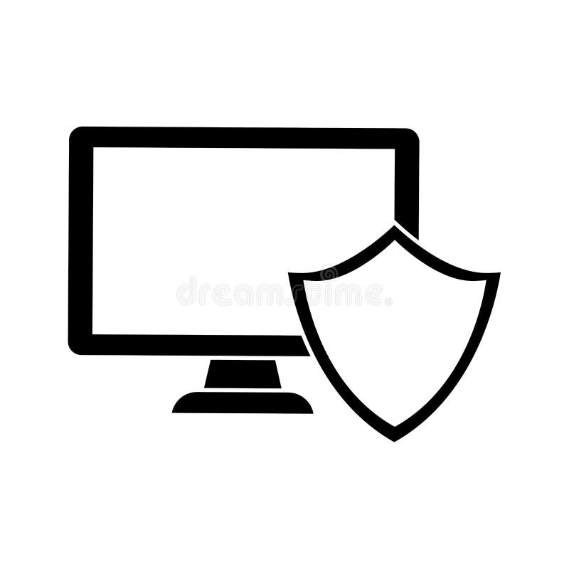 Computer Shield Server Banner Icon Stock Illustration - Illustration of ...