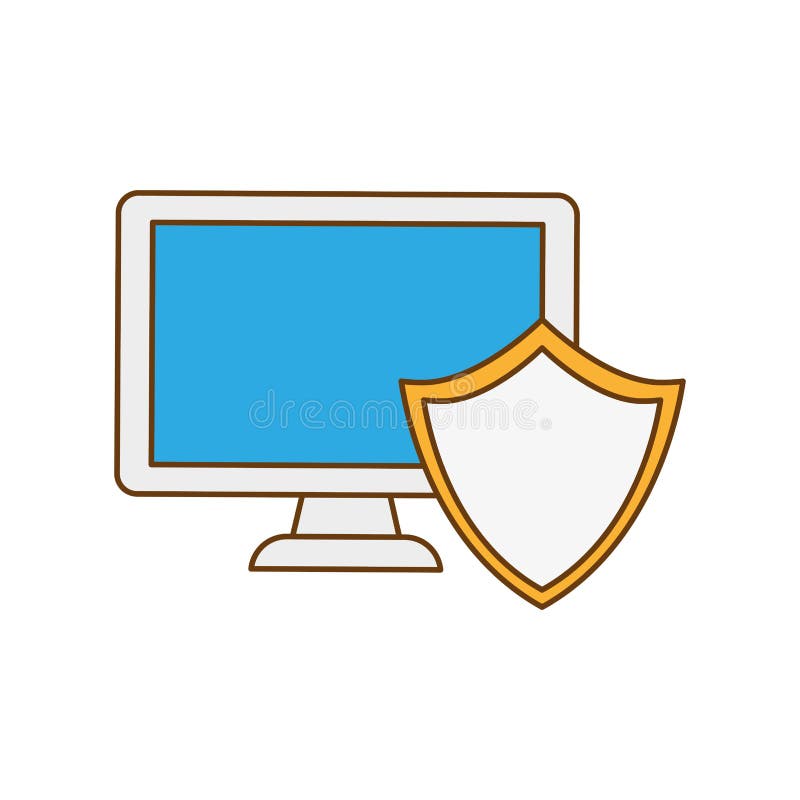Computer Shield Server Banner Icon Stock Illustration - Illustration of ...