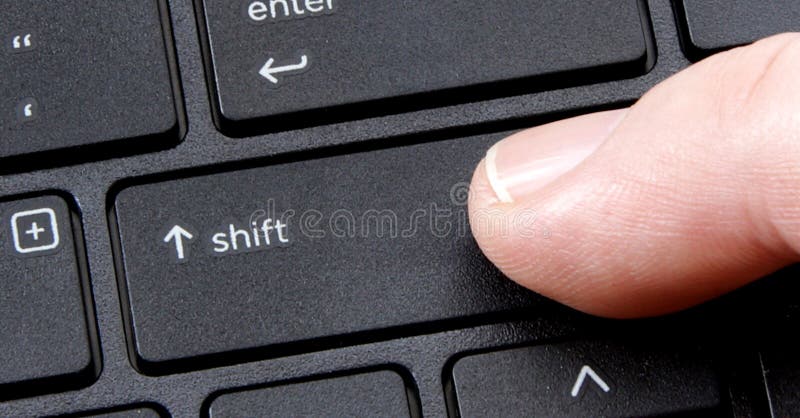 Computer Shift Key with Finger Pressing Button Stock Photo - Image of ...