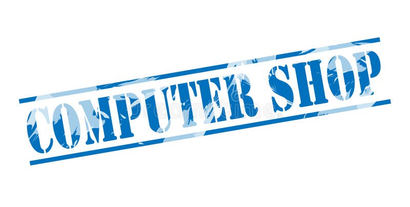 Computer shop blue stamp stock illustration. Illustration of sticker ...