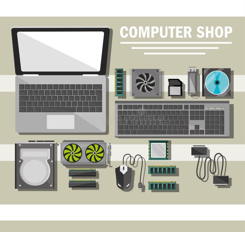 Computer shop poster stock vector. Illustration of purchase - 229721930