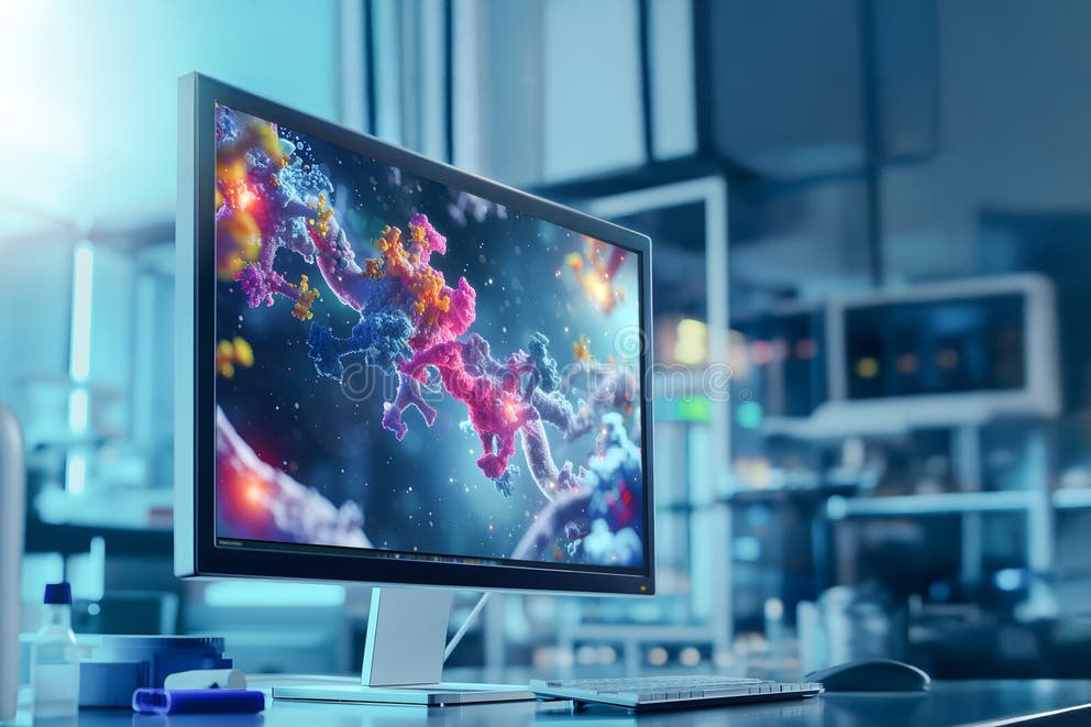 The Computer Showed DNA Simulations in the Lab. Stock Illustration ...