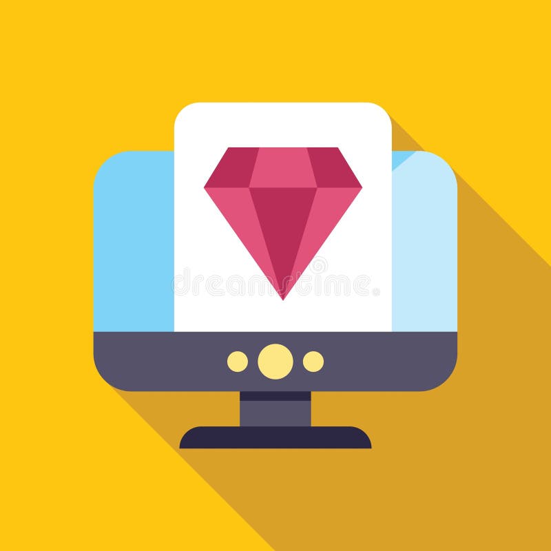 Computer Showing a Big Pink Diamond on Its Screen on a Yellow ...
