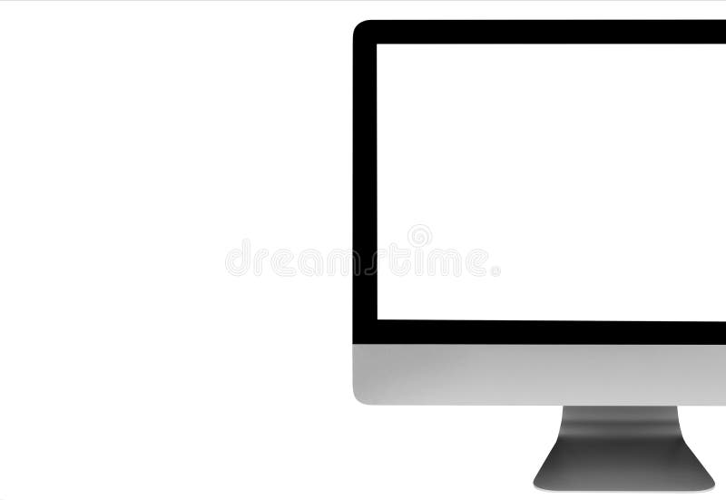Computer Showing Blank Isolated White Screen. PC Isolated on White ...